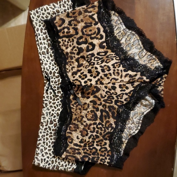 Intimates & Sleepwear | 2 Pairs Leopard And Black Lace Panties Size L ...